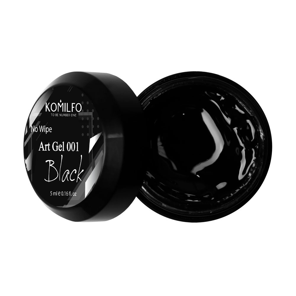 Art gel WITHOUT sticky layer Komilfo No Wipe Art Gel Black 001 (black ...