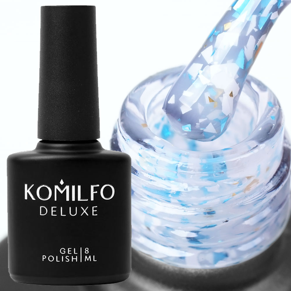 Komilfo Glassy Base GB004 (white-blue with flakes), 8 ml – Komilfo.ua